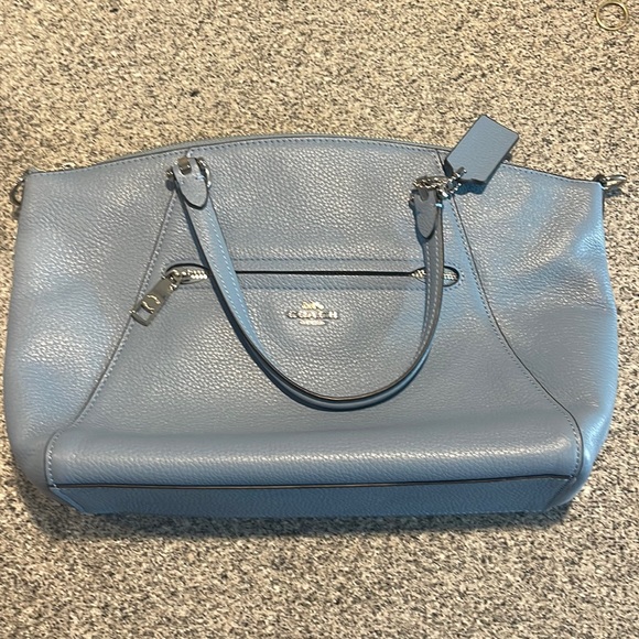 Coach | Bags | Coach Light Blue Pebbled Leather Purse With Extension ...